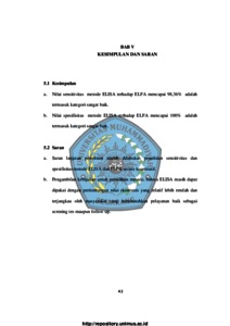 SENSITIVITAS DAN SPESIFISITAS METODE ELISA TERHADAP METODE ELFA PADA PEMERIKSAAN HEPATITIS B ...